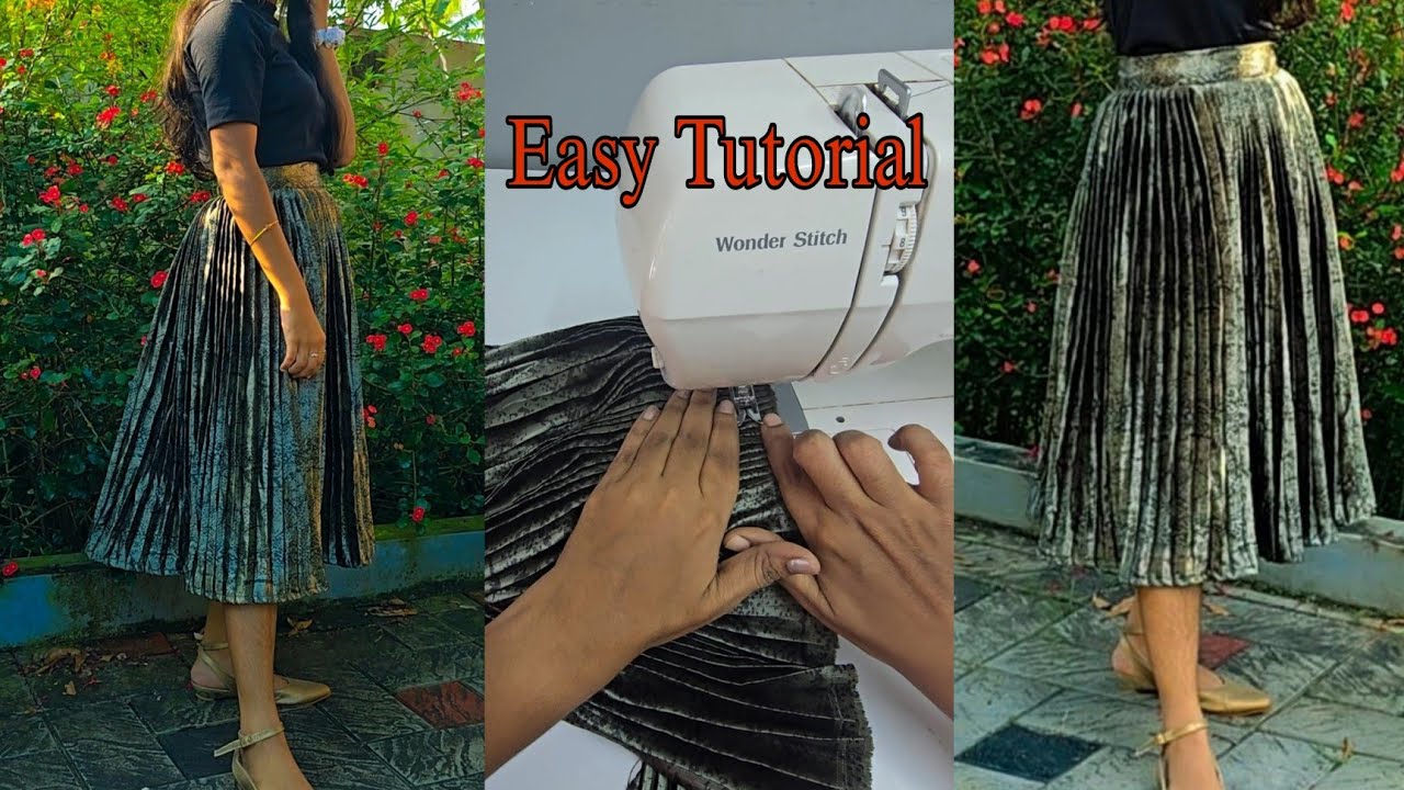 Skirt Cutting and Stitching // Easy method For beginners// Step by step ...