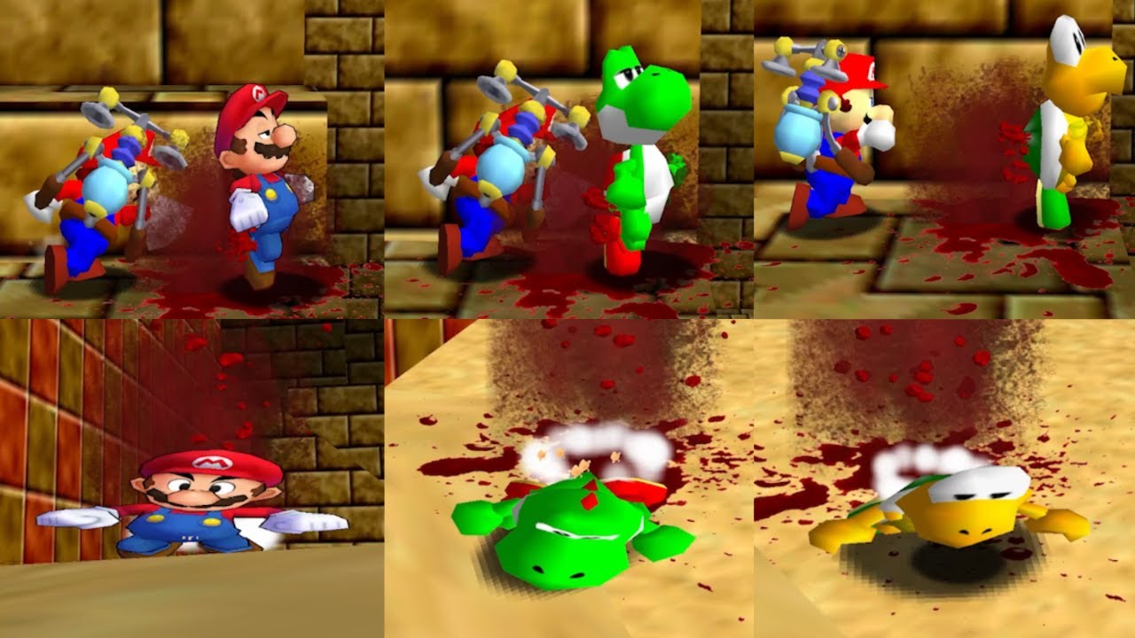Mario punching all Characters down to Sand in Super Mario 64 - YouTube