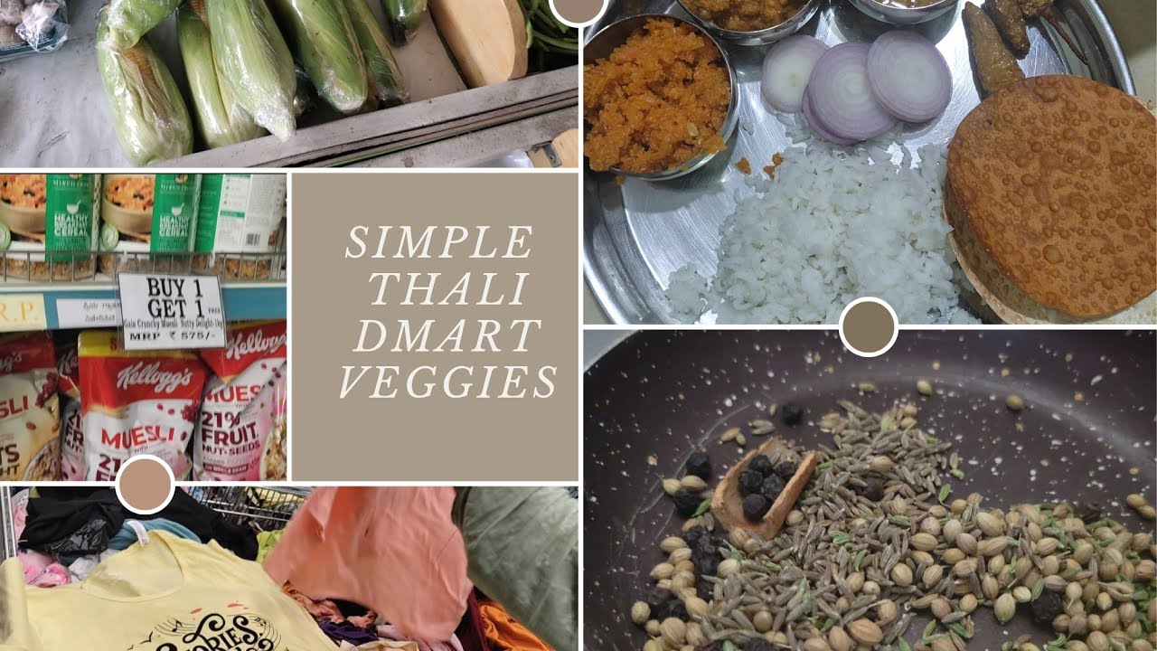 Simple thali recipi| Tiffin recipe| Dmart| vegetables| simple vlog ...