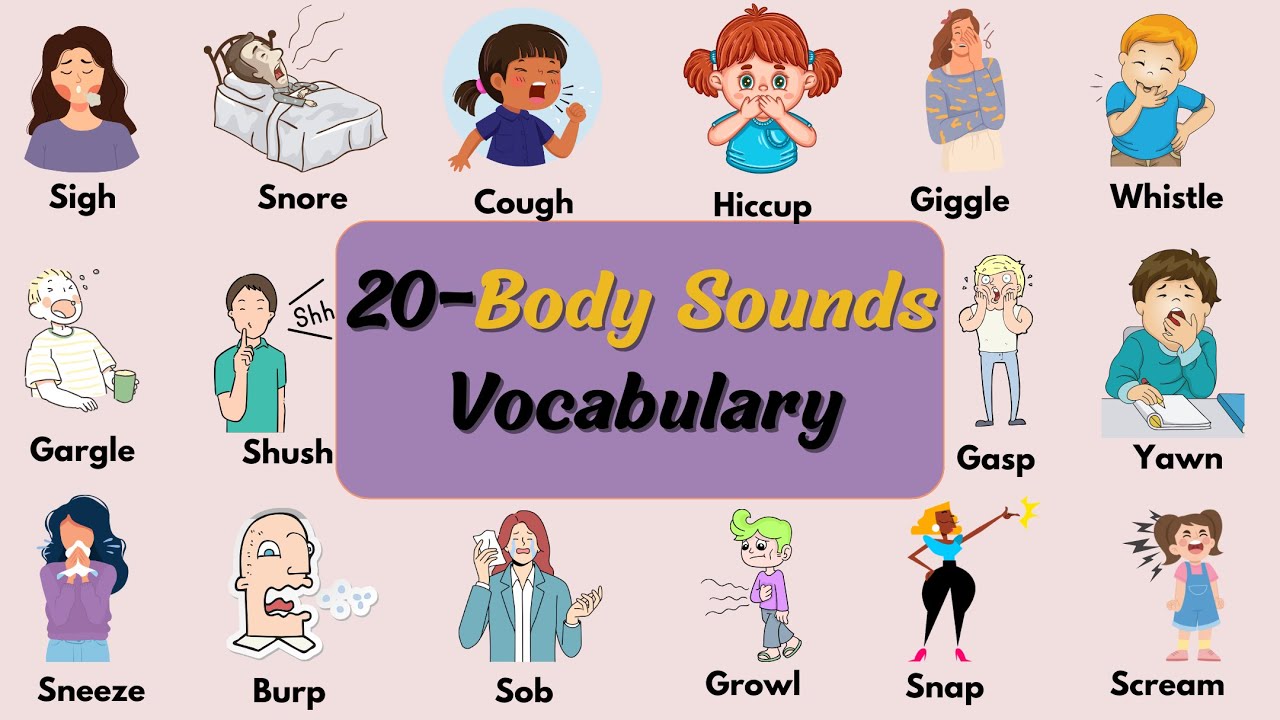 20 English "BODY SOUNDS" Vocabulary | with English conversational ...