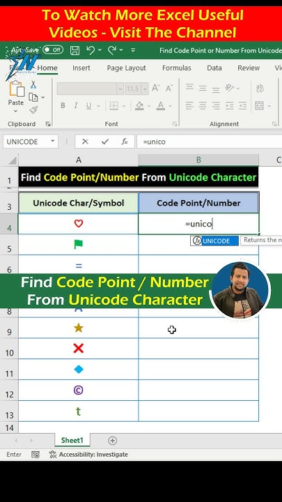 Easy Excel Tricks: Find Code Points for Unicode Characters! 😮 Excel For Fresher #shorts - YouTube