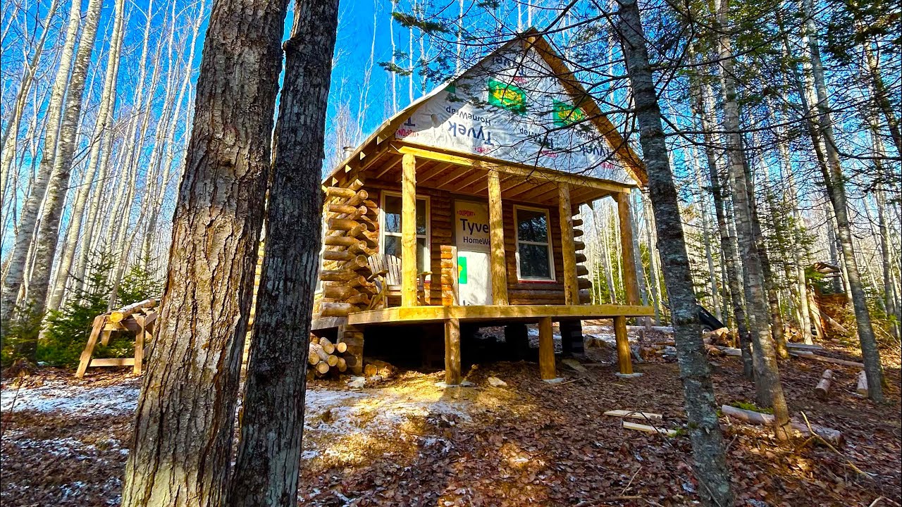 Lights,Buildings an Off Grid Log Cabin,wood stove working great ...
