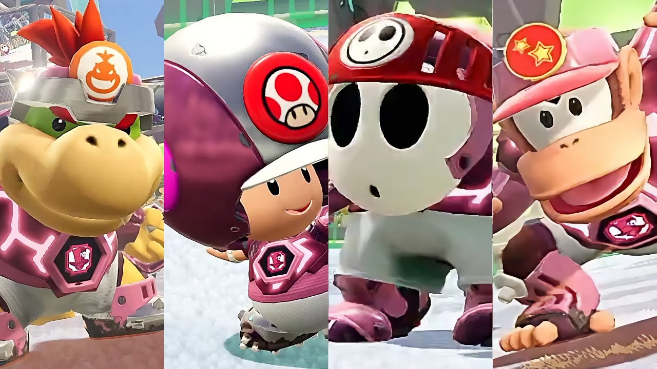 Mario Strikers Battle League Bower Jr Toad Shy Guy and Diddy Kong in ...