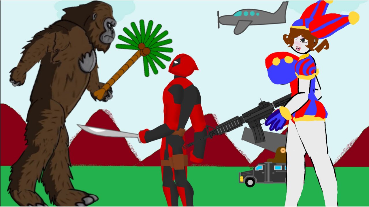 Godzilla VS Deadpool VS Pomni, #MrStickySticky, Drawing cartoons 2, dc2 ...