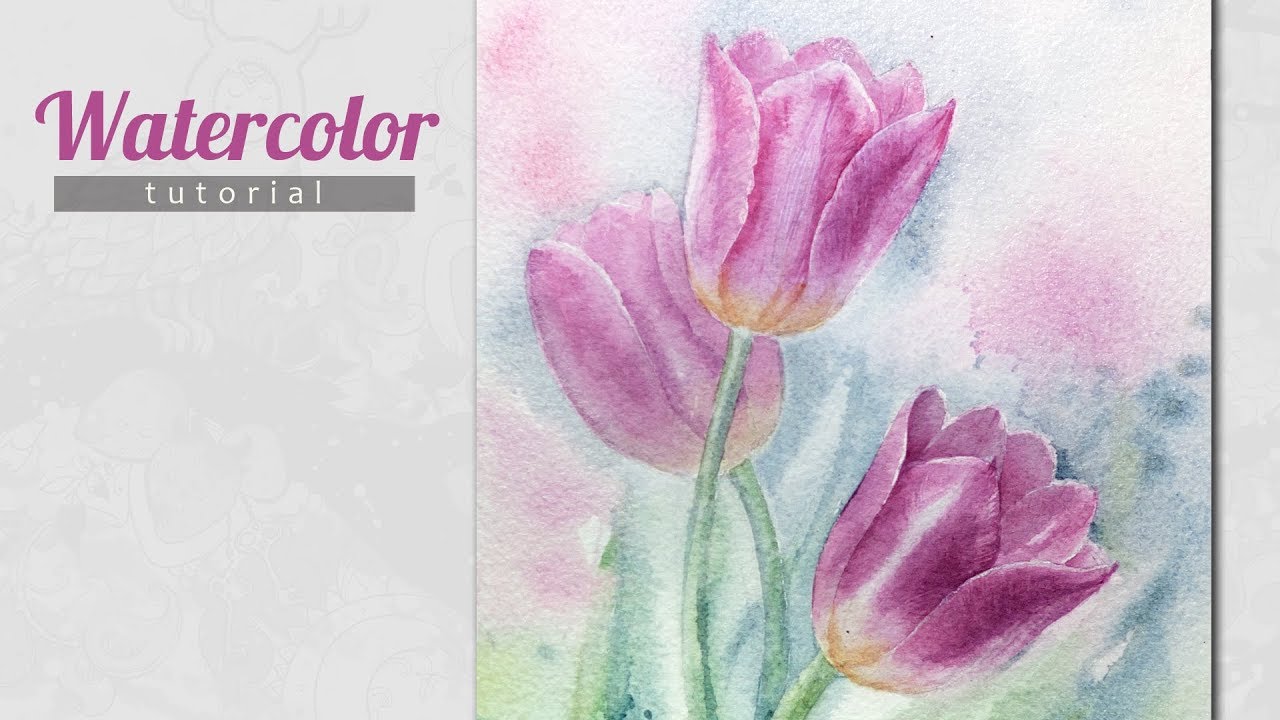 How to Paint a Tulips Watercolor. Tutorial. - YouTube