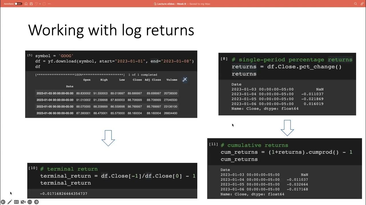 Quantitative trading strategies lecture 6.1 - log returns and technical ...