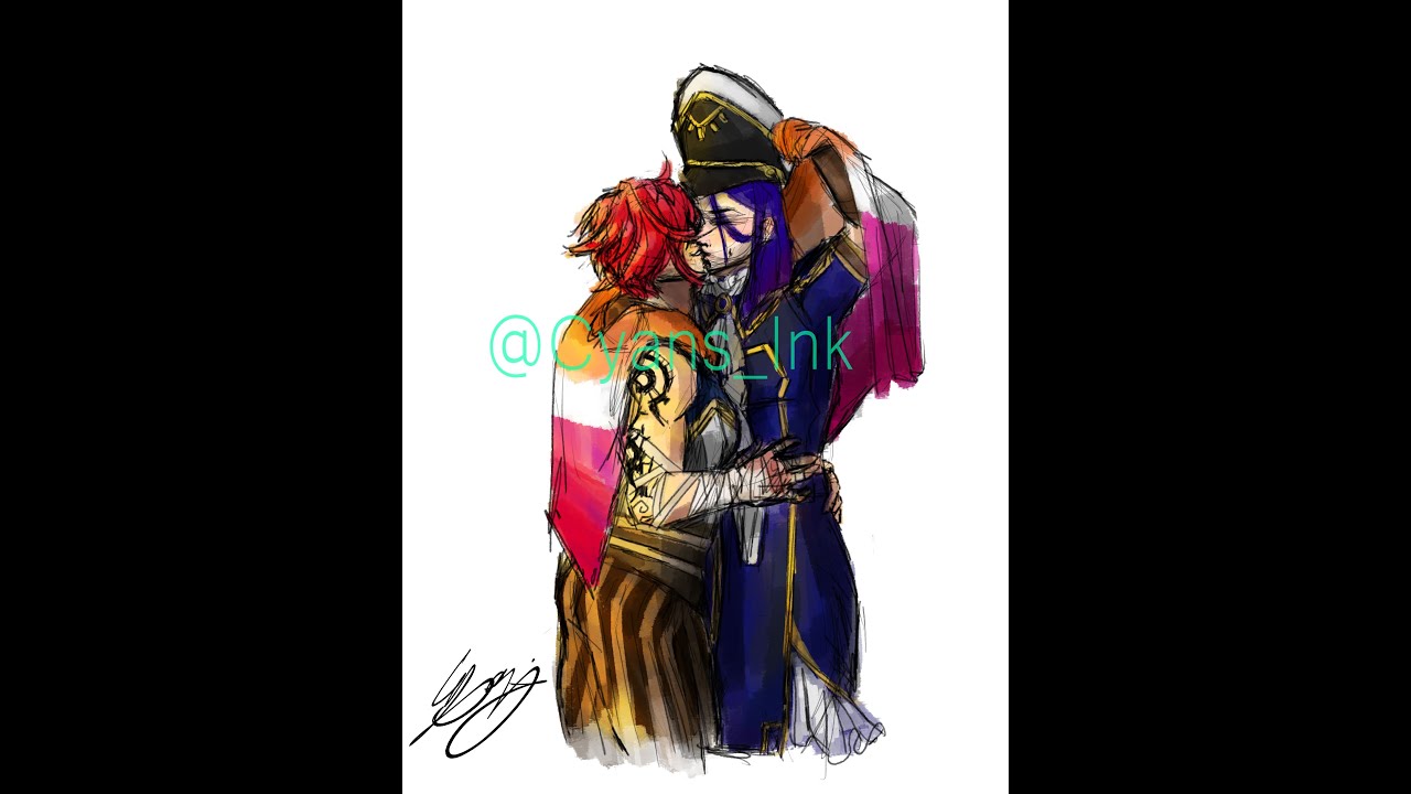 Drawing Lesbian Art for Pride Month ft Caitlyn and Vi from Arcane! Digital Art by @Cyans_Ink ...