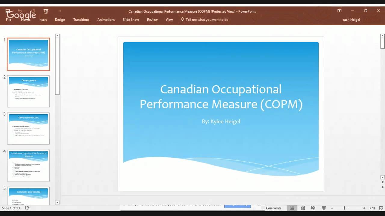 Canadian Occupational Performance Measure (COPM) - YouTube
