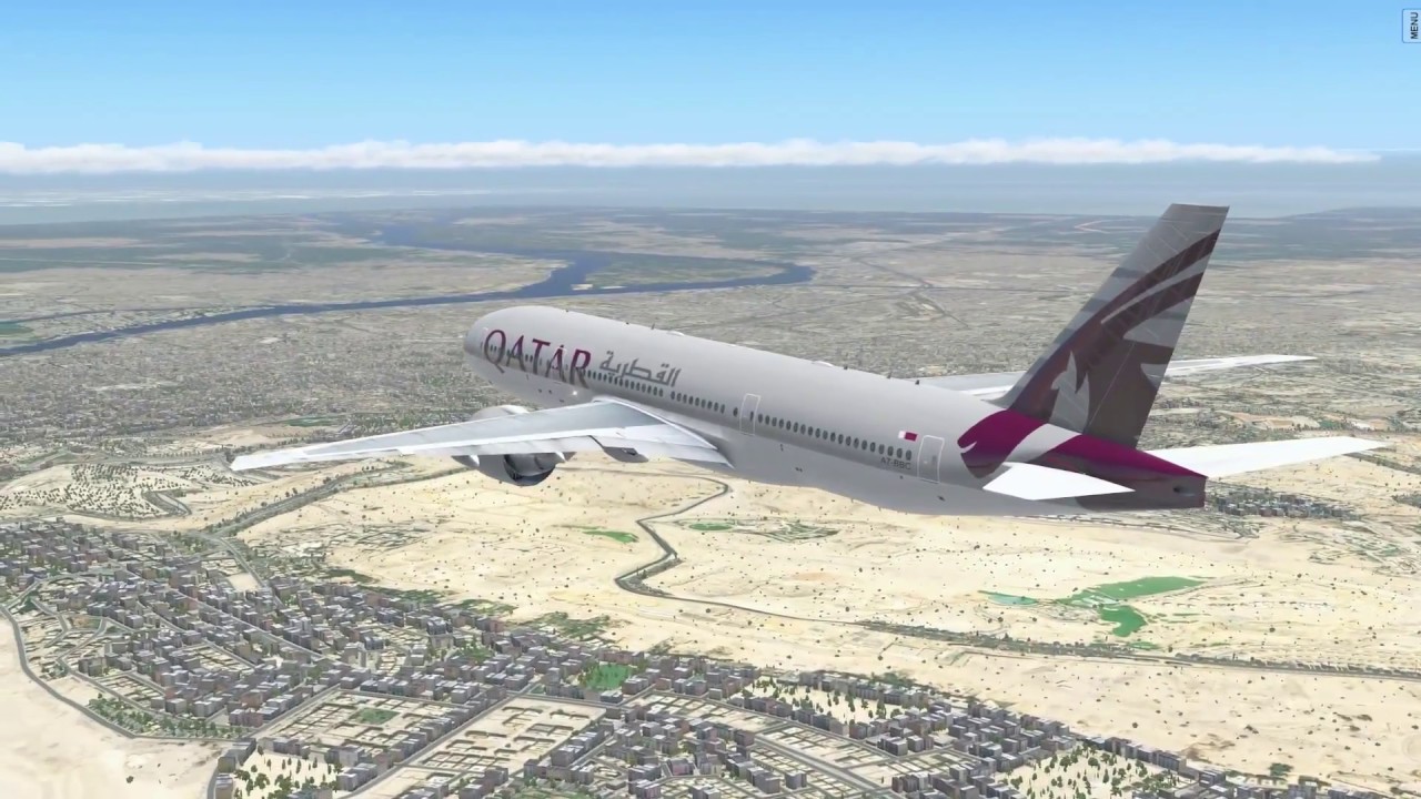 Landing Cairo Airport Qatar Airways X-plane 11 B777 Orthophotos - YouTube