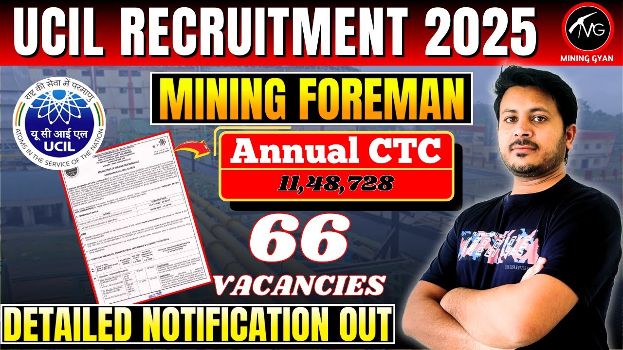 UCIL Recruitment 2025 | MINING FOREMAN | Assistant superintendent | 66 ...