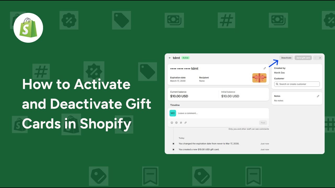 How to Activate and Deactivate Gift Cards in Shopify - YouTube