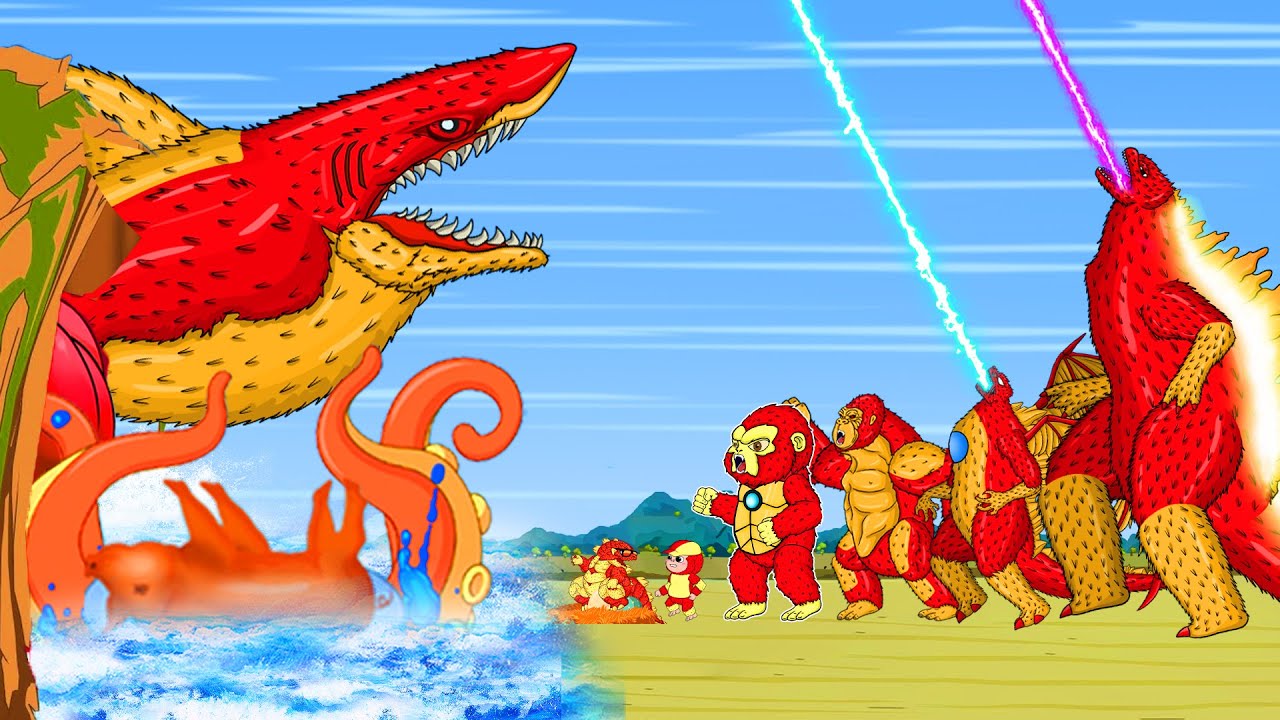 If GODZILLA & KONG vs SHARK & BLOOP Long Mouth - Story of ...