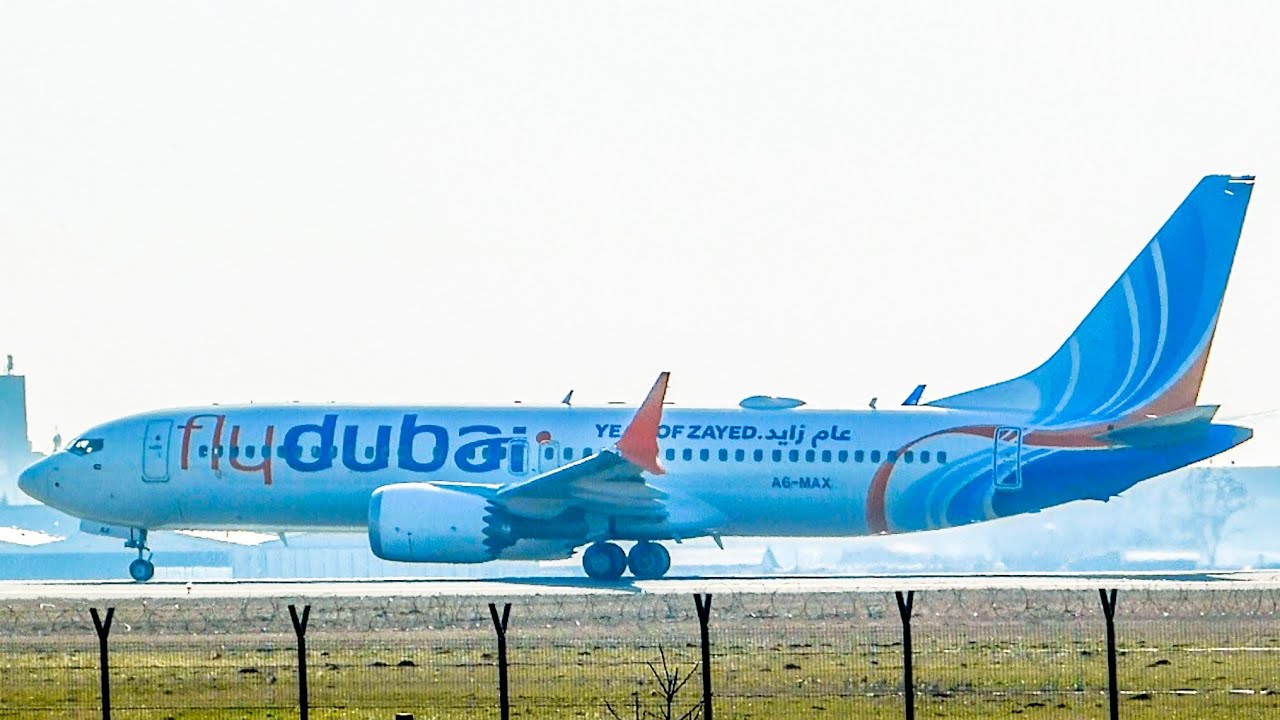 AMAZING SOUND | Fly Dubai Boeing 737 MAX 8 Powerful Takeoff from ...