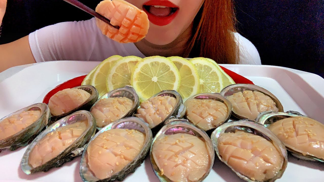 ASMR ABALONE SASHIMI I RAW ABALONE I EATING SOUND I Mai —ASMR I NO ...
