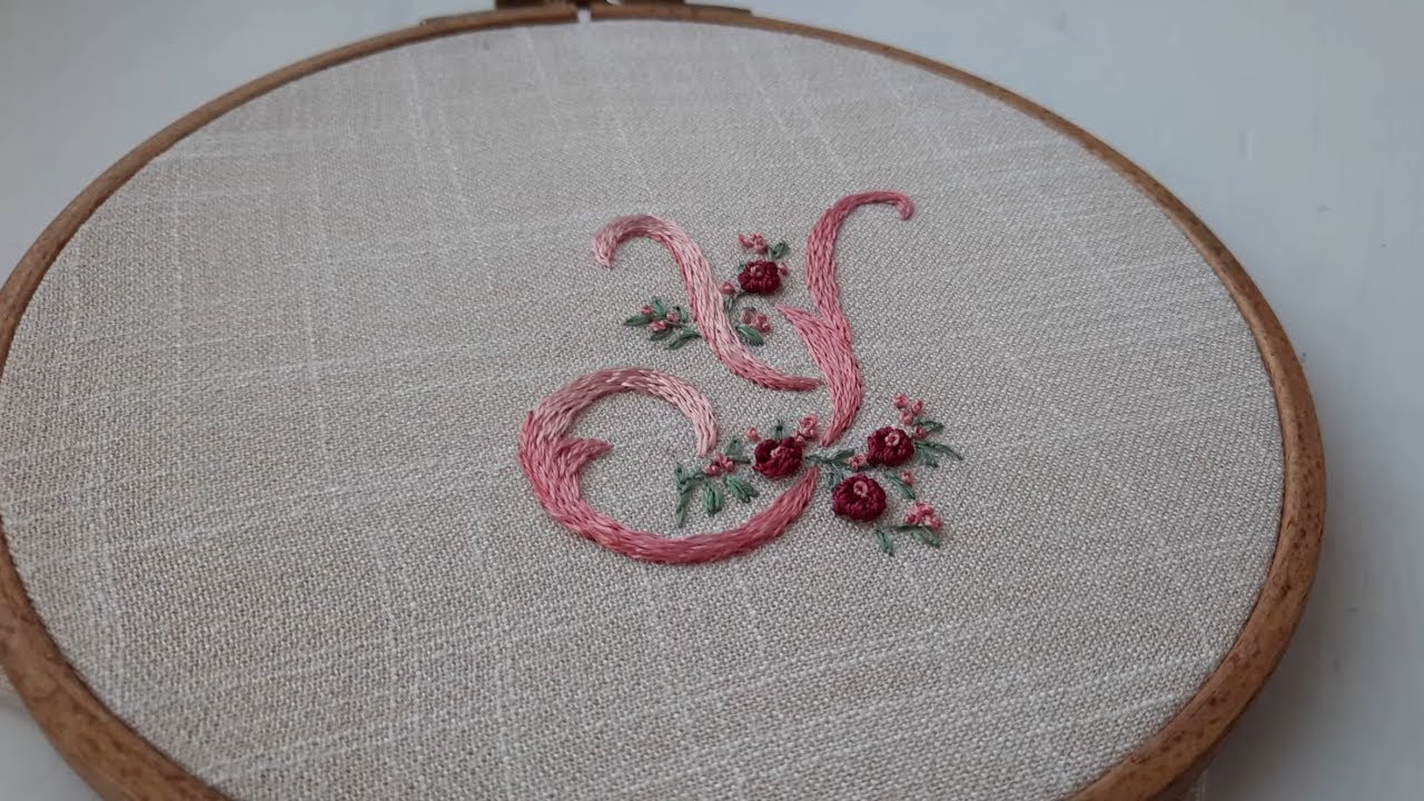 How to embroider the letter Y Hand Embroidery Satin Stitch - YouTube