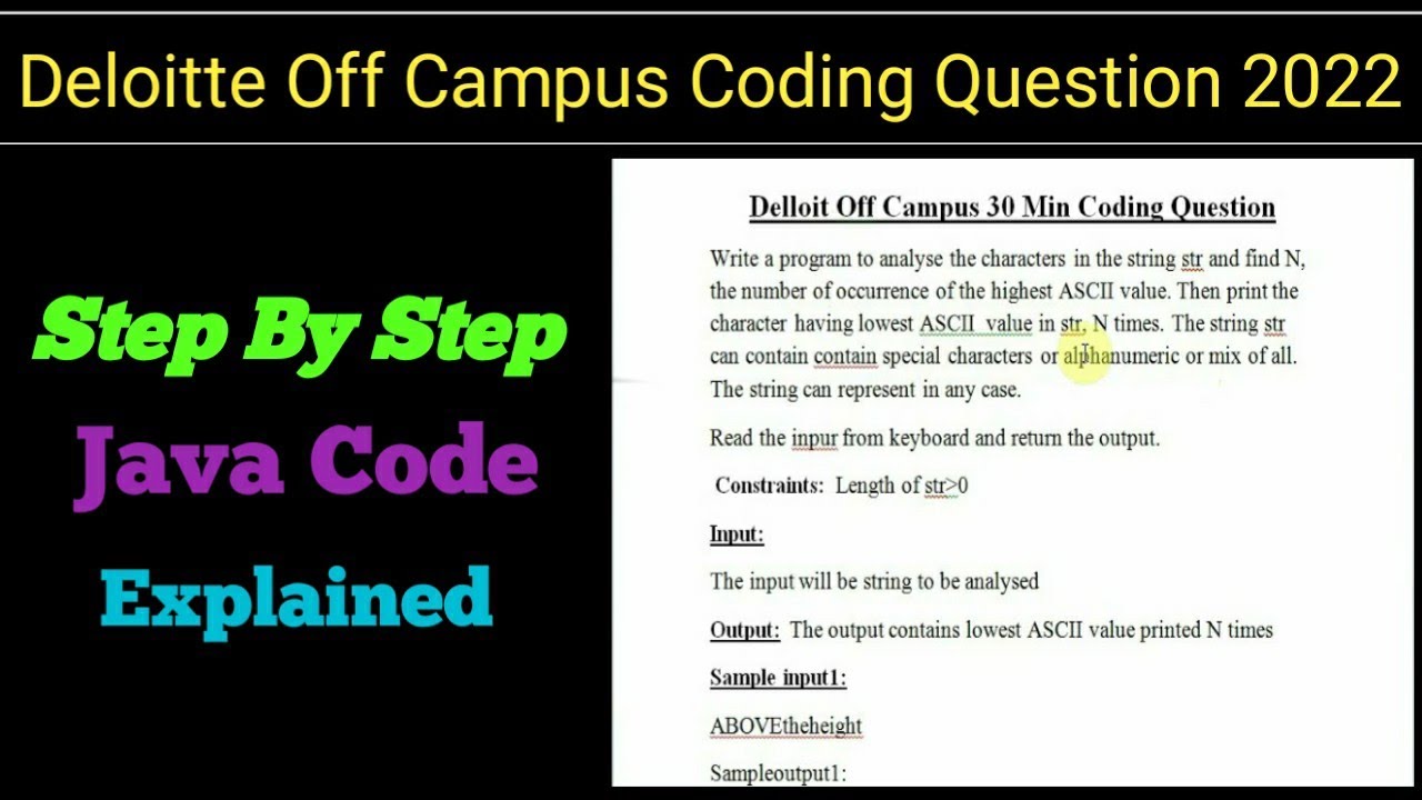 Deloitte off campus coding question with java solution explained step ...