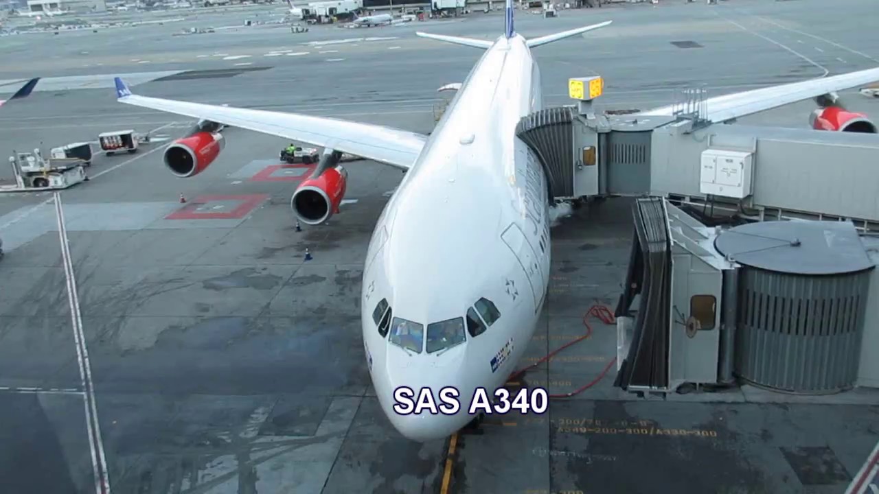 SAS A340 *new* Business Class. San Francisco to Copenhagen - YouTube