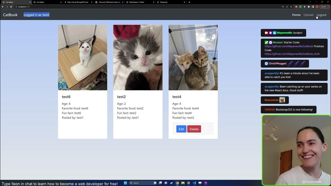#100Devs - Let's Add Auth to the CatBook! (HTML/CSS, Node, MongoDB, EJS, Passport) - YouTube