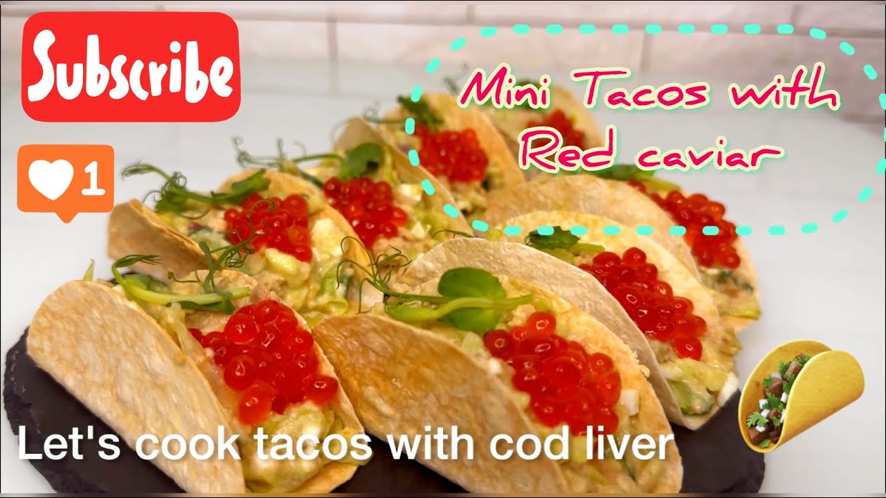 Mini tacos with cod liver and red caviar/insanely delicious - YouTube