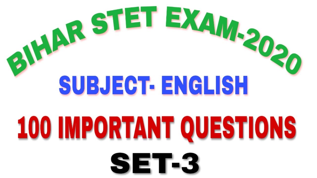 STET ENGLISH। ENGLISH FOR STET।100 IMPORTANT QUESTIONS - YouTube