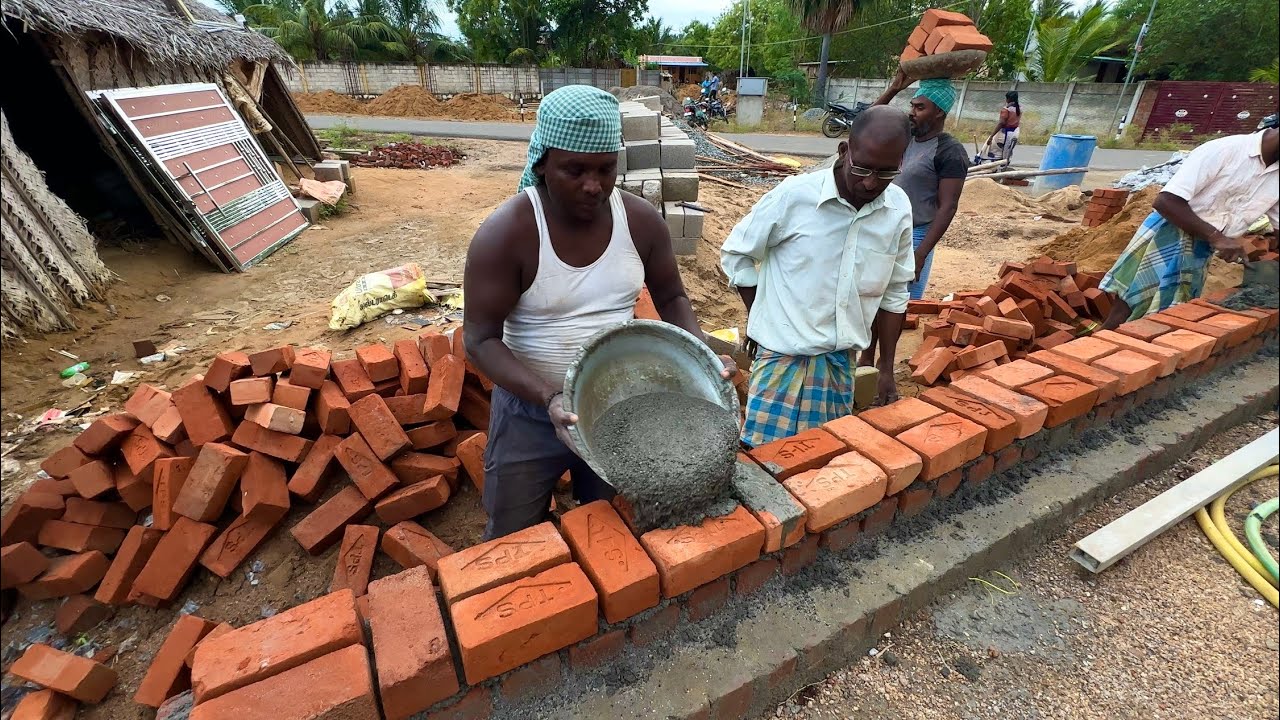 Excellent! house front Compound wall Bricklaying design Construction ...