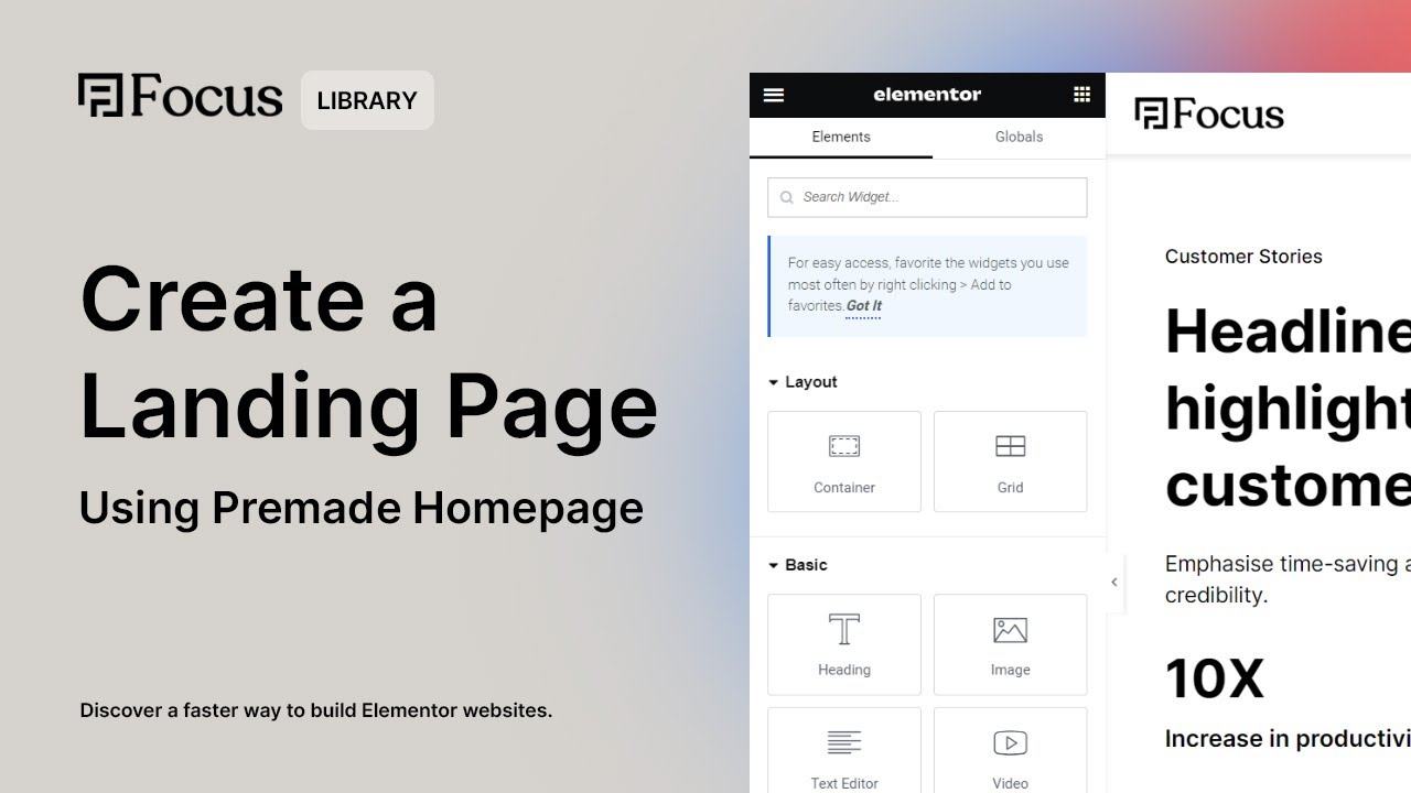How to Create a Landing Page with Focus Library in Elementor - YouTube