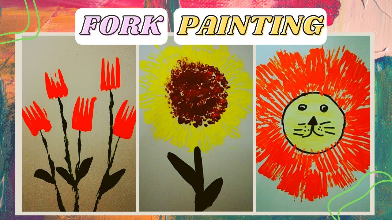 FORK PAINTING | IDEAS FOR KIDS | EASY PAINTING - YouTube