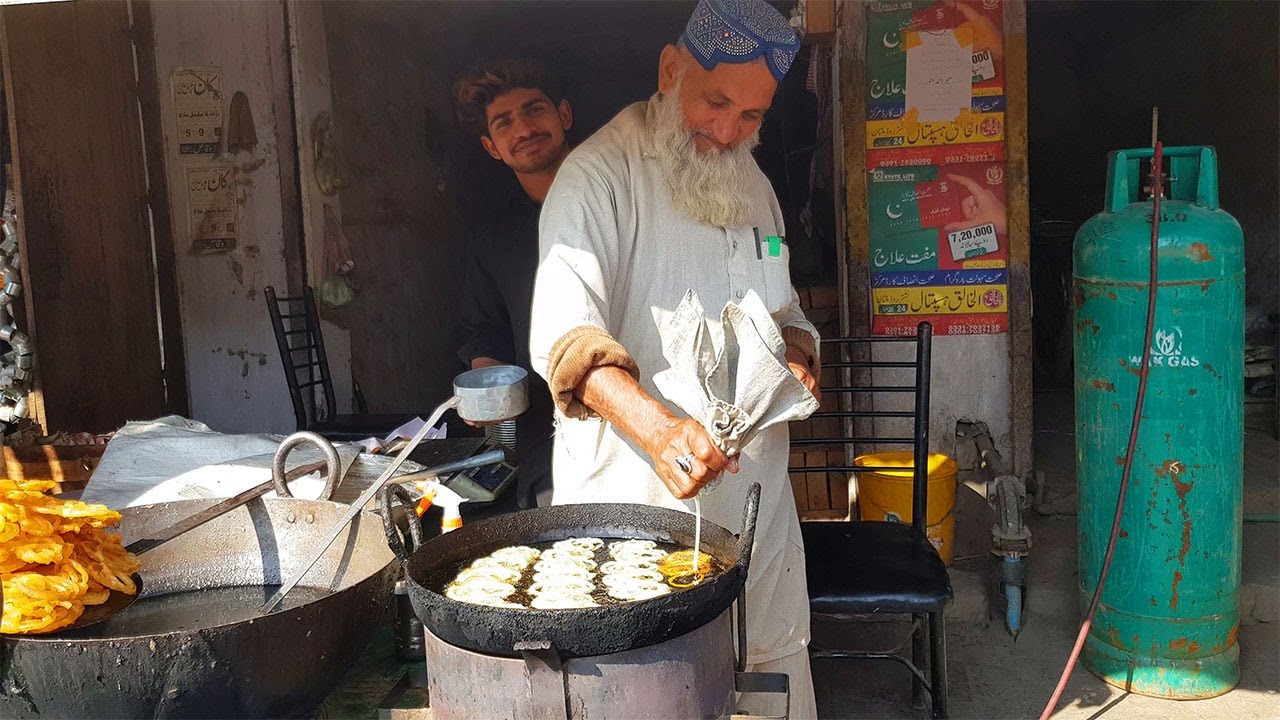 An Old Man Making and Selling JALEBI - Asian Village Street Food - YouTube