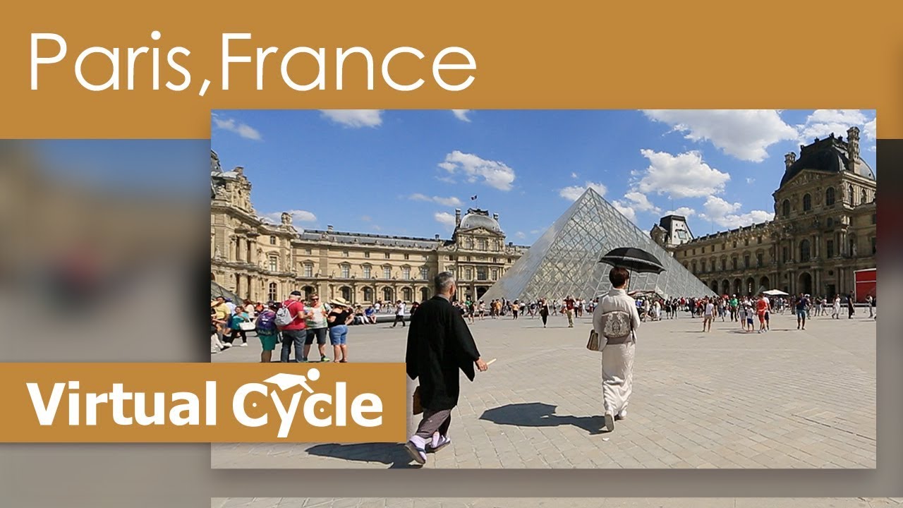 Virtual Cycle Ride In Paris Along the River Seine and Louvre and Eiffel ...