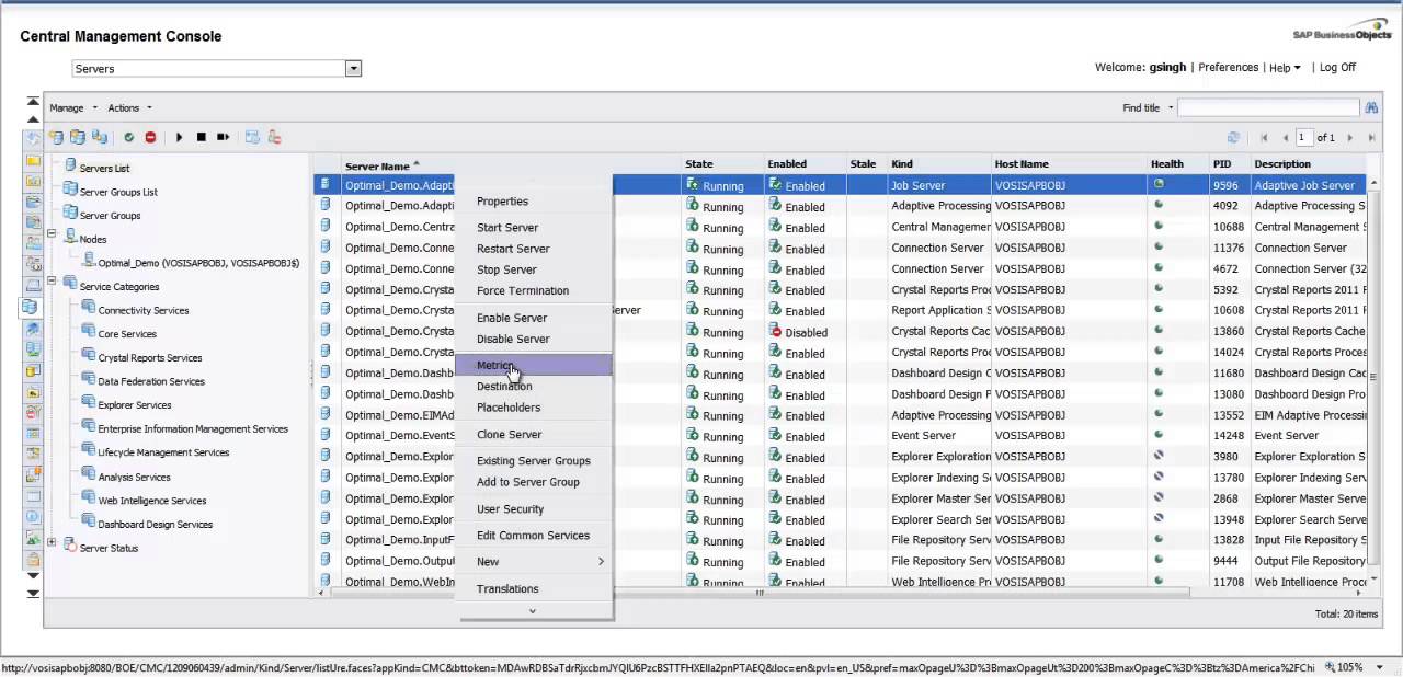 SAP BI 4.x CMC - Server Administration - YouTube