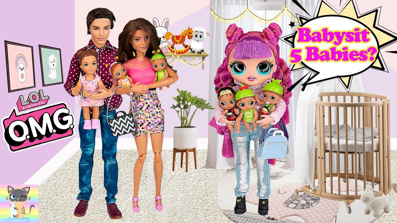 Babysitting Quintuplets Babies? 😲 LOL DOLL is Babysitter for Barbie ...