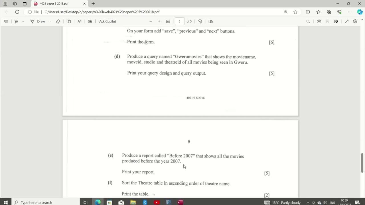 No.5f 2018 O'Level Zimsec Nov Computer Science Sorting in ascending order Microsoft Access - YouTube