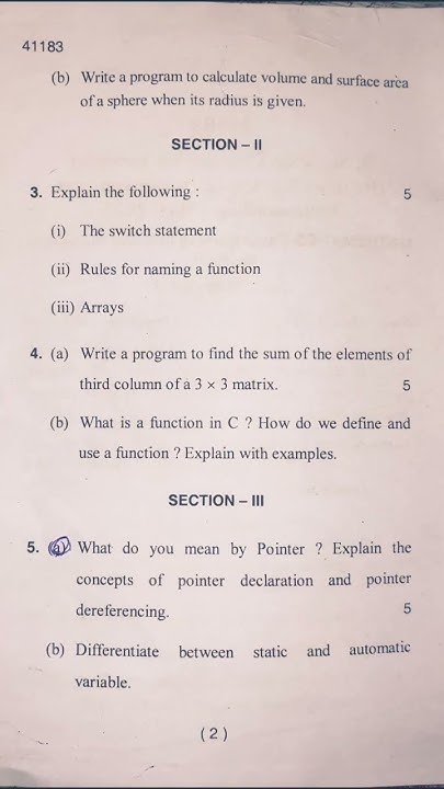 IGU Meerpur B.Sc. 4 Semester May, 2023 MATH (Programming in C and Numerical Methods) Question ...