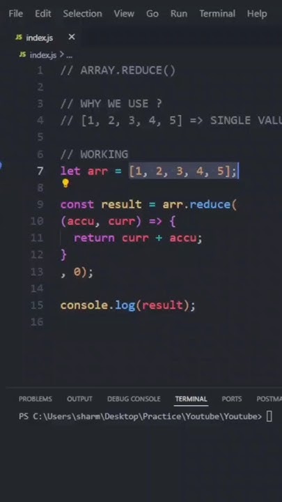 Reduce Method Javascript Javascript Coding Frontenddeveloper Programming Reels 📖📖🎓 Youtube