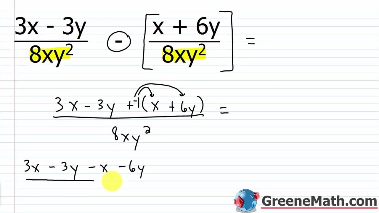 Algebra 2 Lesson 50 How To Add And Subtract Rational Expressions Youtube