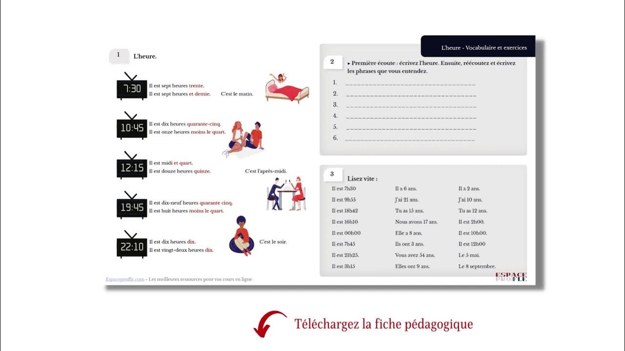 L'heure - Vocabulaire et exercices / Practice HOURS in French - YouTube