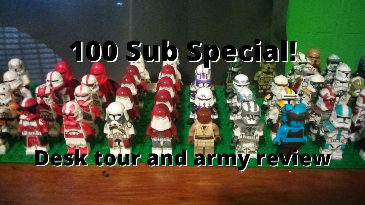 100 Sub Special!!! Army review and desk tour! - YouTube