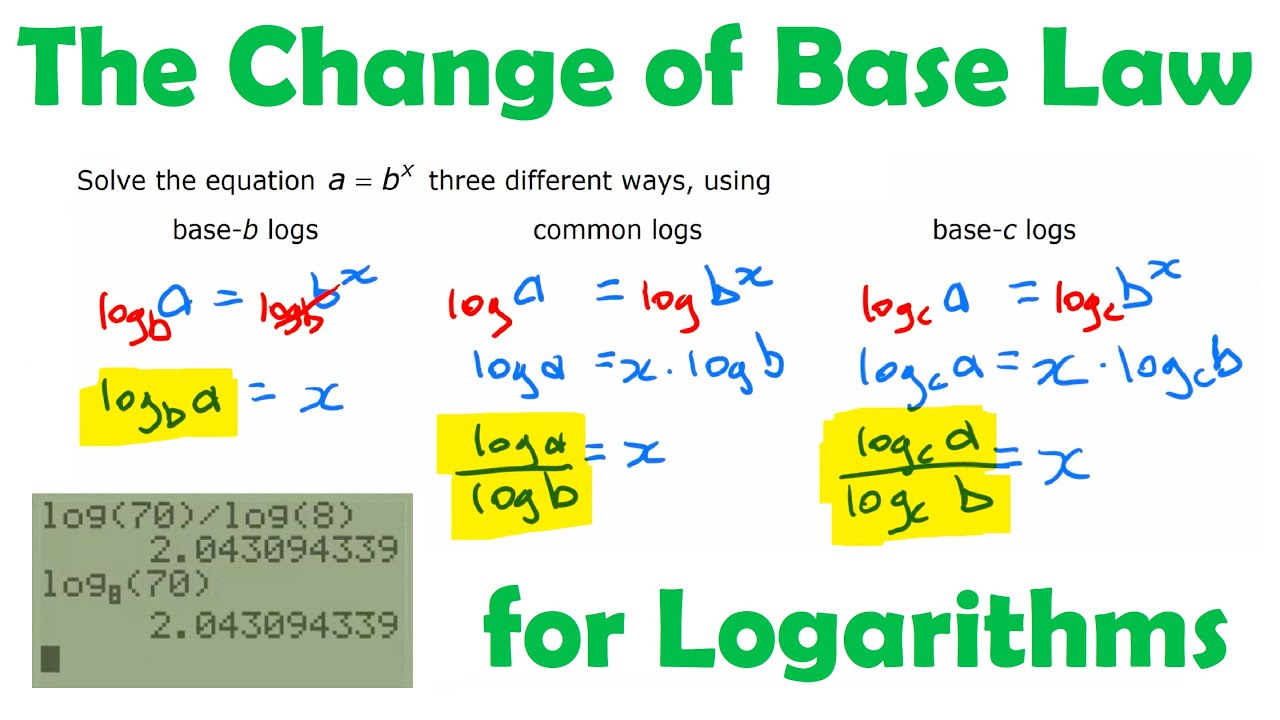 Change Of Base Law For Logarithms 8 3c PRE CALCULUS 12 YouTube