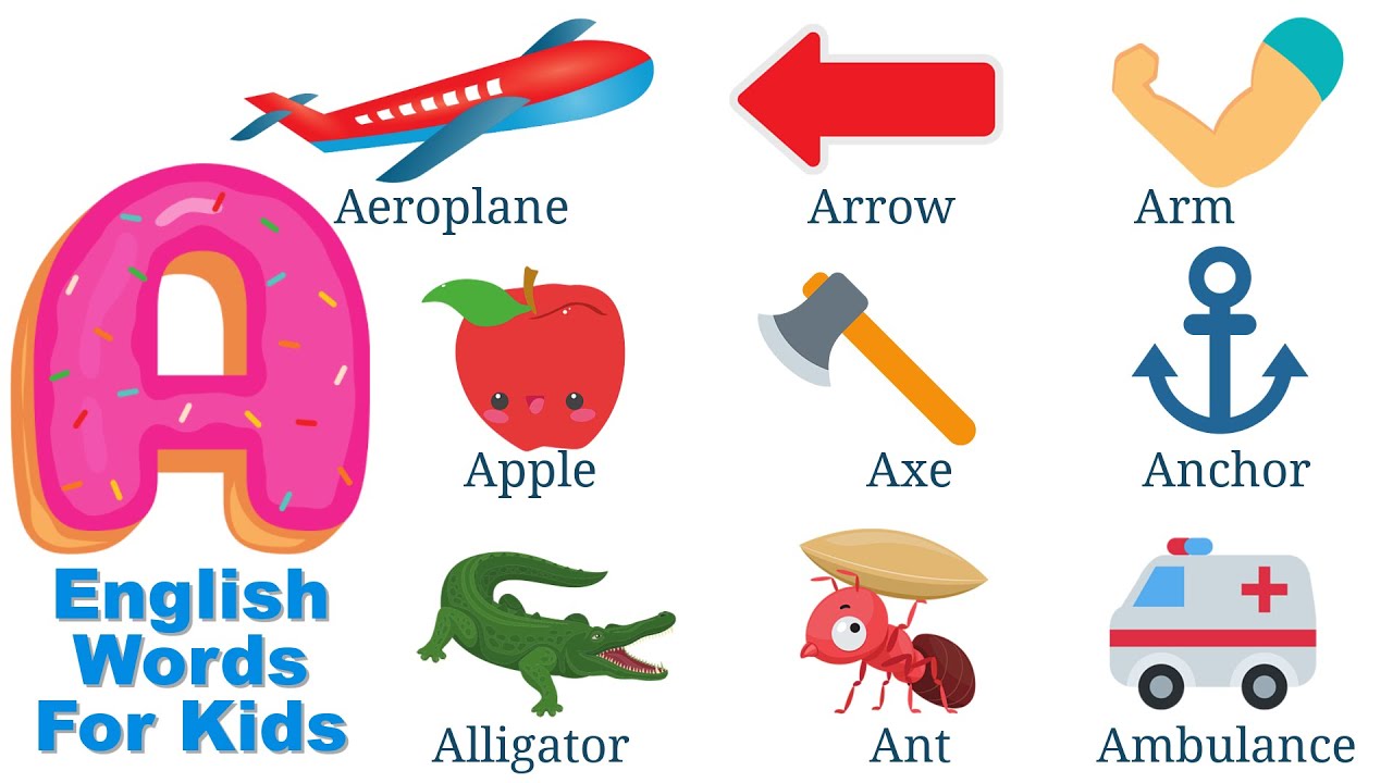 Letter A words and Pictures || A letter Words in English || Preschool ...