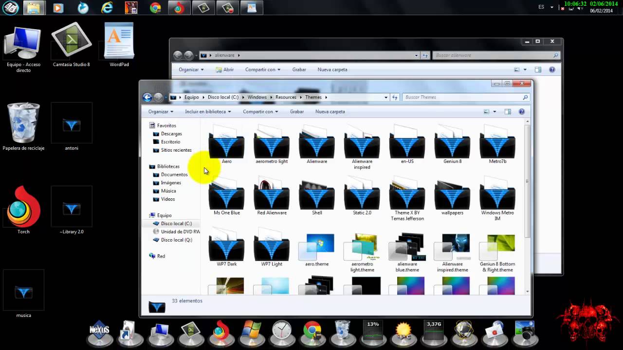 tema alienware para windows 7 - YouTube