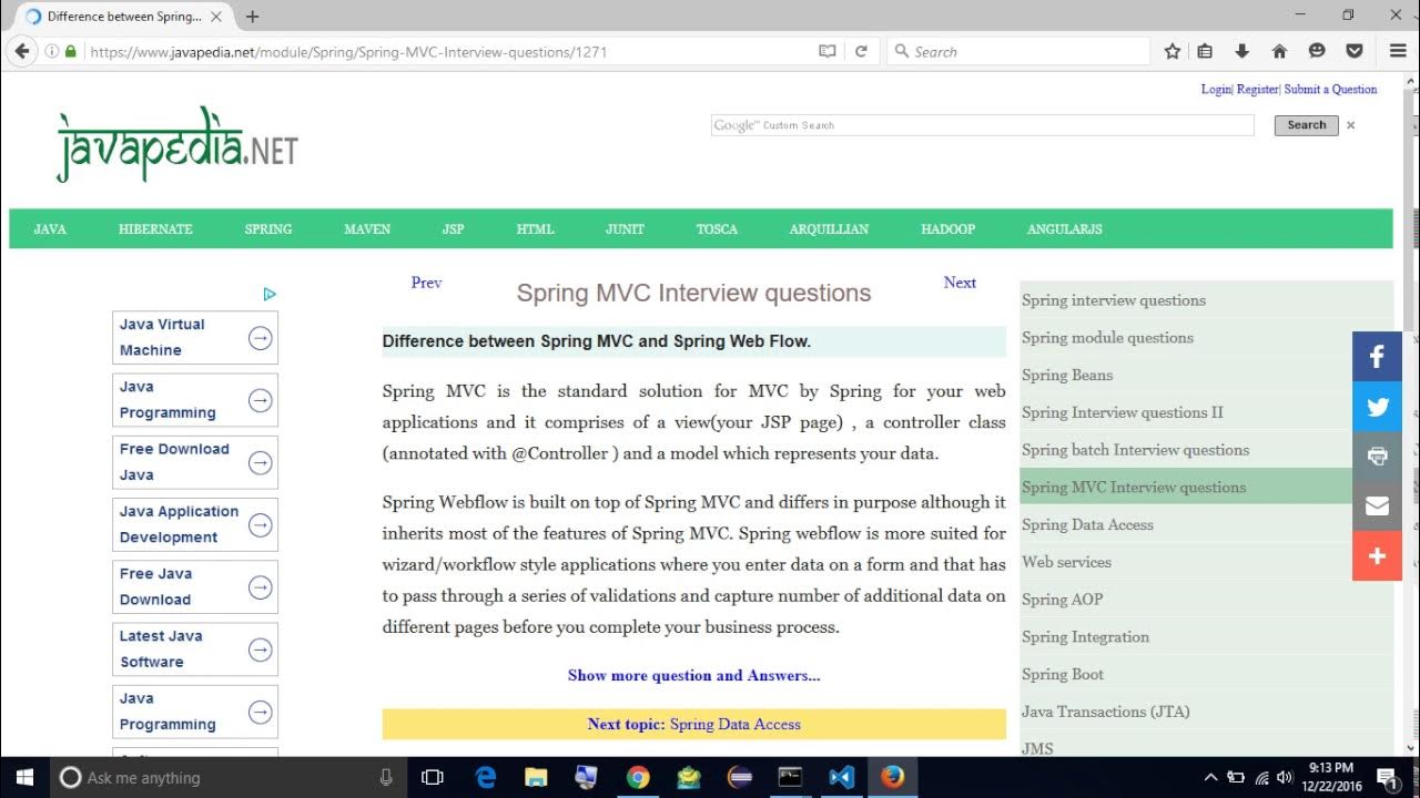 Difference between Spring MVC and Spring Web Flow. | javapedia.net - YouTube