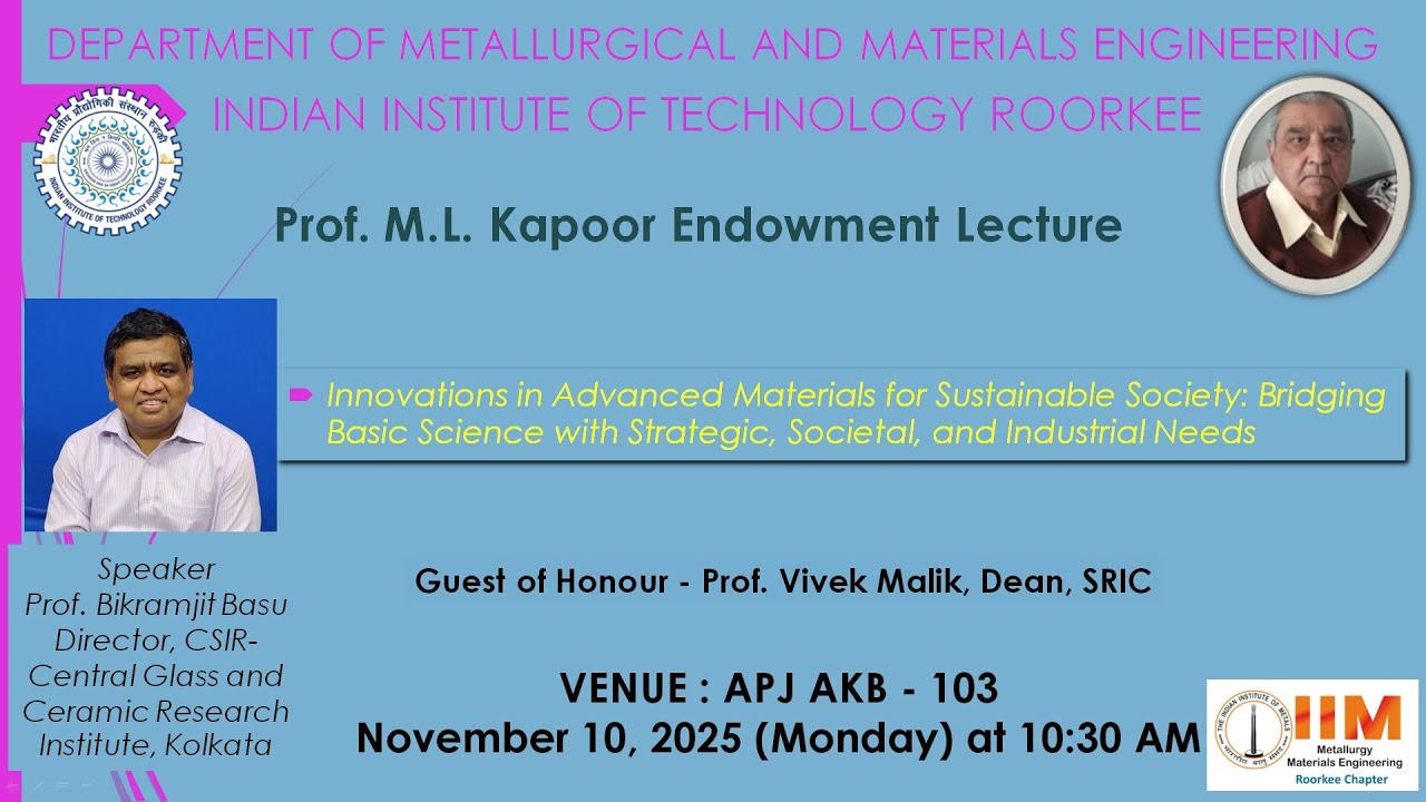 Prof. M. L. Kapoor Endowment Lecture by Prof. Bikramjit Basu, Director ...
