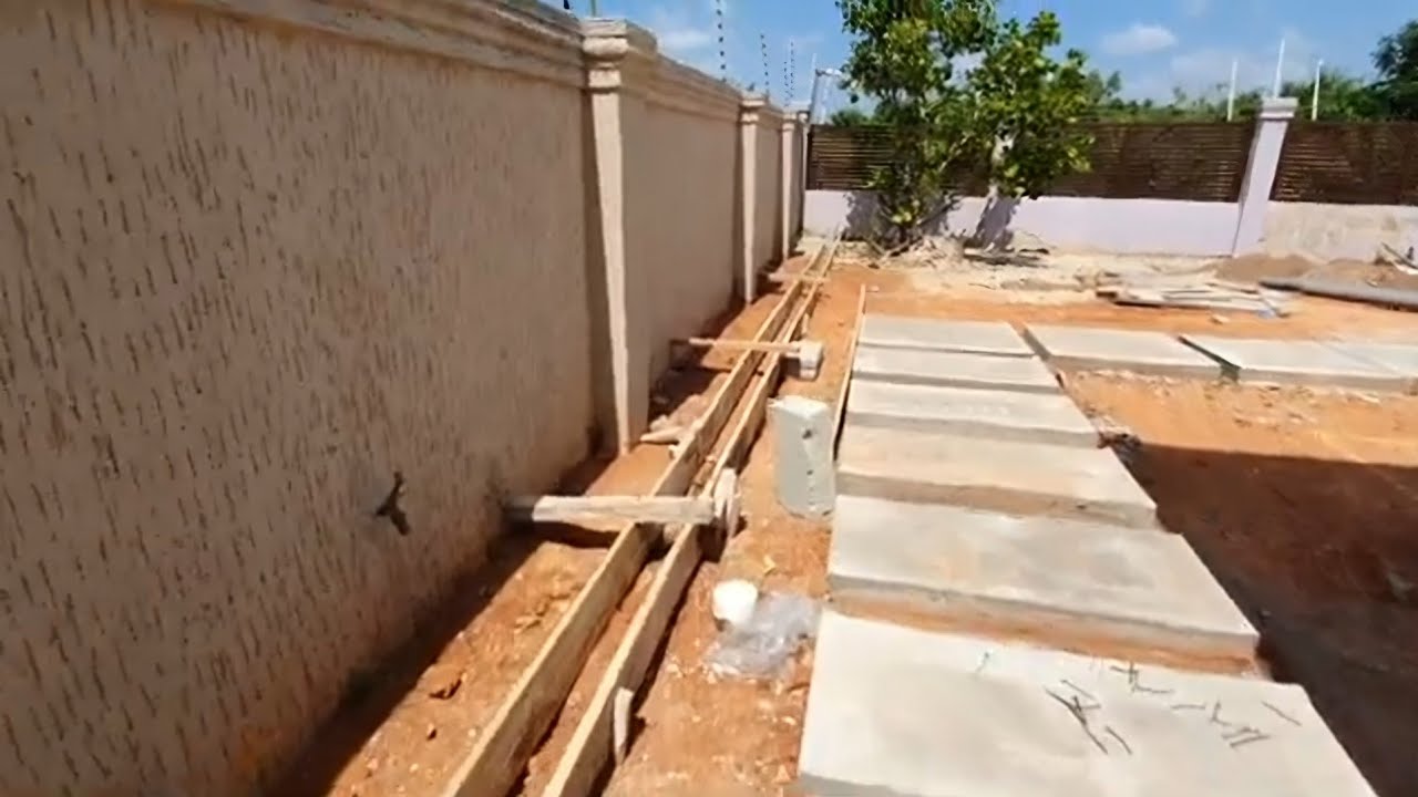 THE LANDSCAPING SIDE WALL DESIGN || BUILDING IN GHANA - YouTube