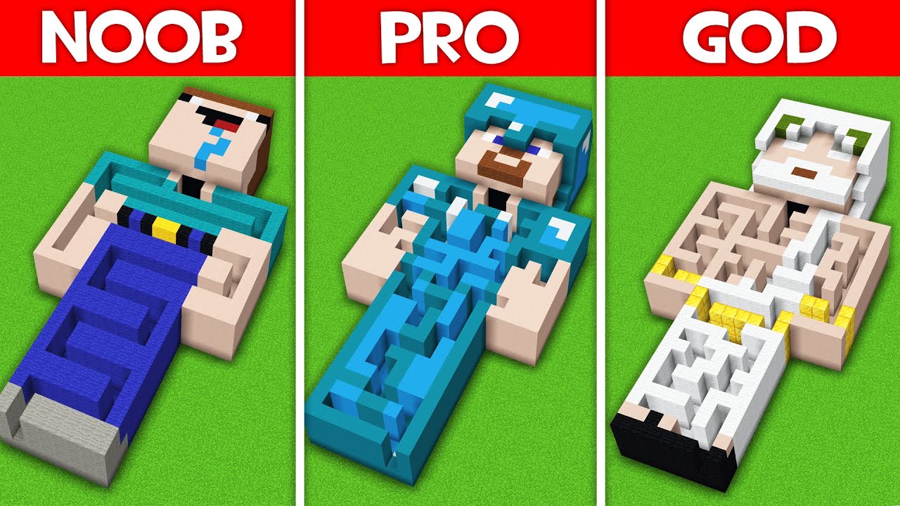 Minecraft Battle: SECRET MAZE BUILD CHALLENGE - NOOB vs PRO vs HACKER ...