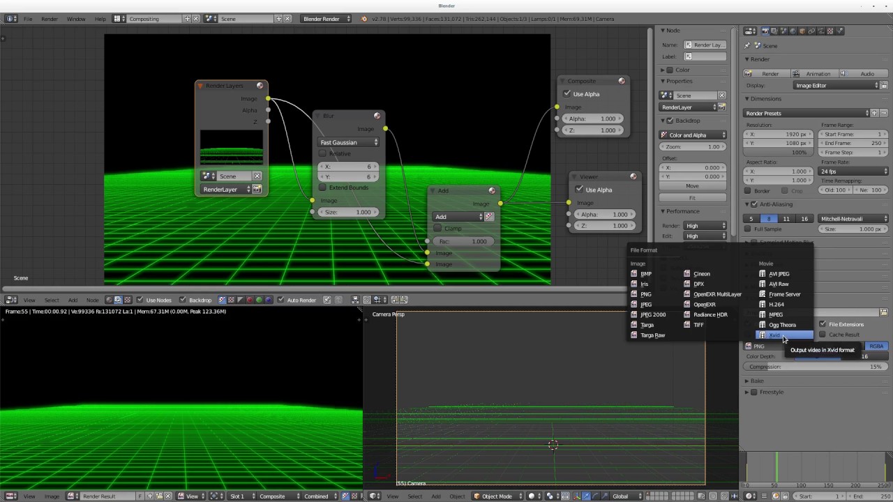 Green Glowing Grid In Blender 2 78a Youtube