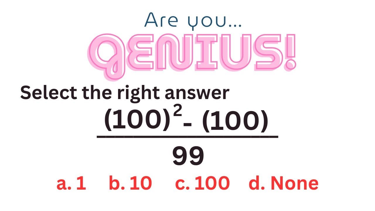Genius Math Multiple Choice Question || Find the right answer || Boost ...