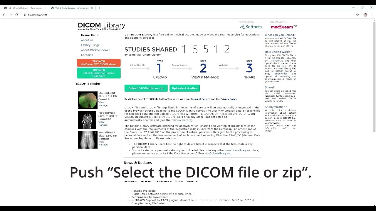 DICOM Library for veterinary: upload, anonymize, view, share and ...
