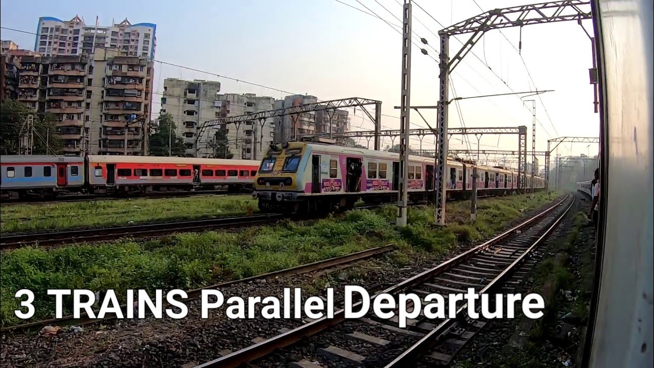 3 Trains Parallel Departure - YouTube