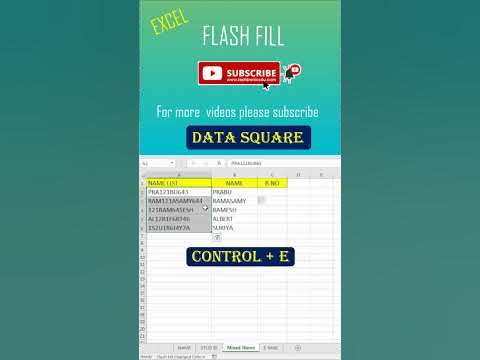 FLASH FILL FUNCTION IN EXCEL /DATA SQUARE #dataanalysis #excel - YouTube