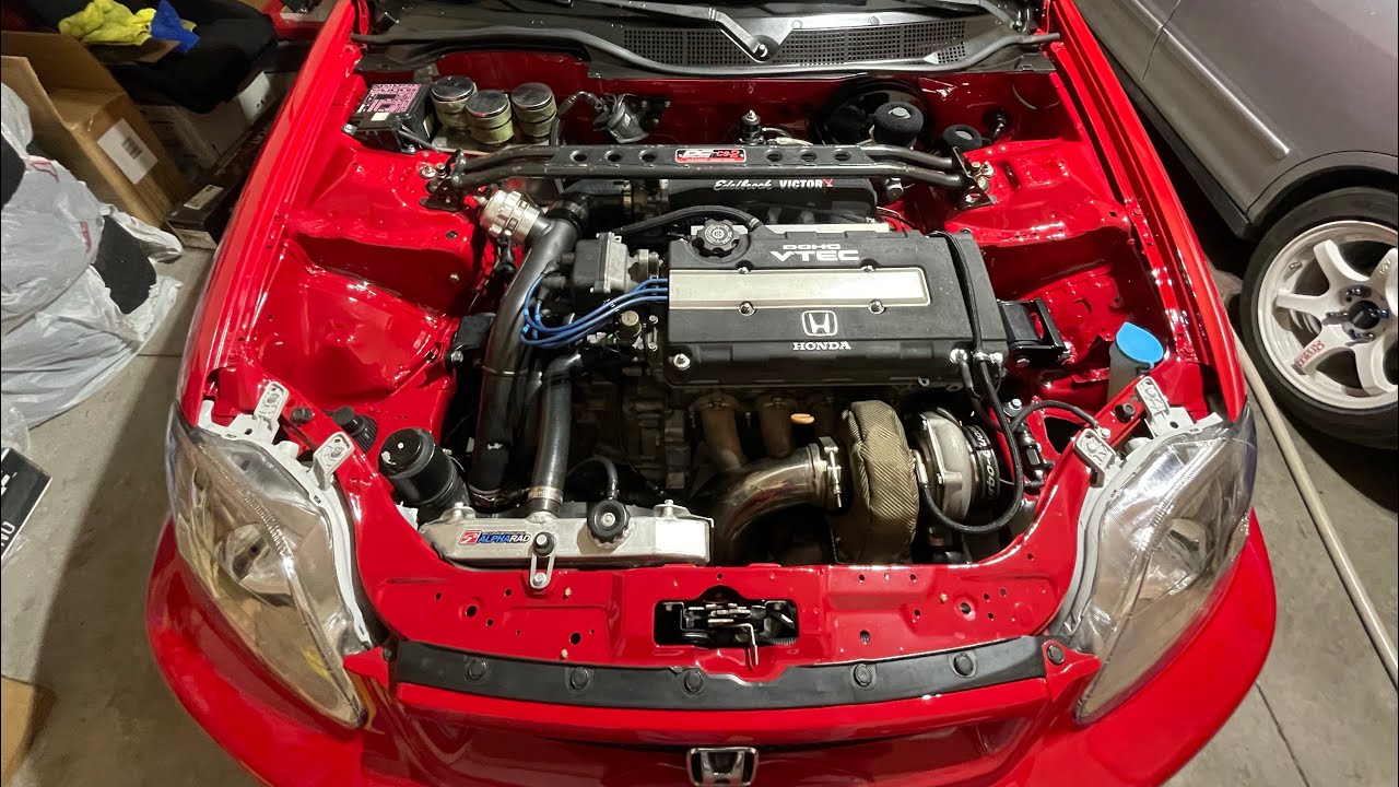 Boosted Civic Rebuild: 500HP+ Engine First Start! - YouTube